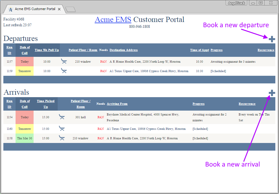 How Facilities Can Request Transport Through AngelTrack's Customer Portal