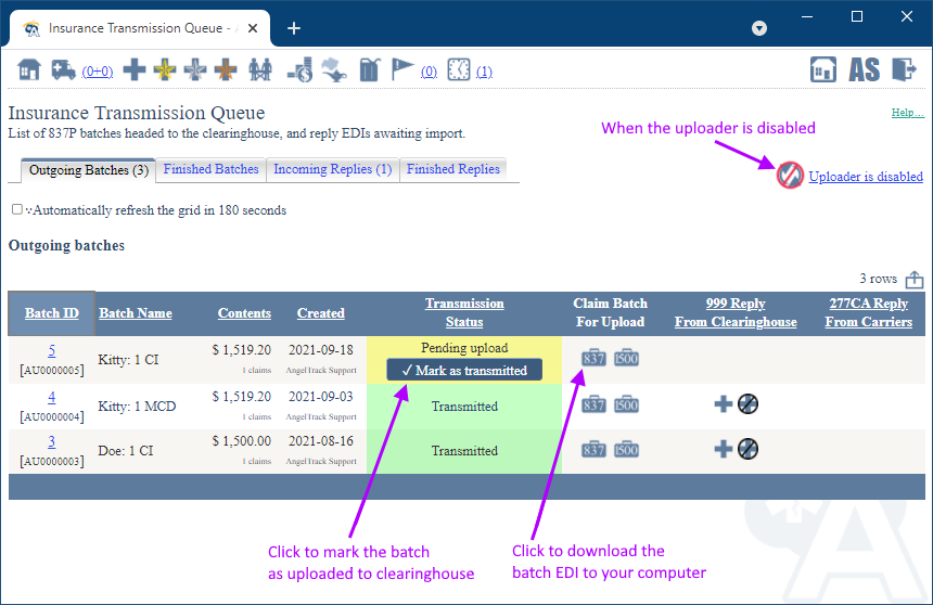 Clearinghouse Manual Upload/Download of EDIs