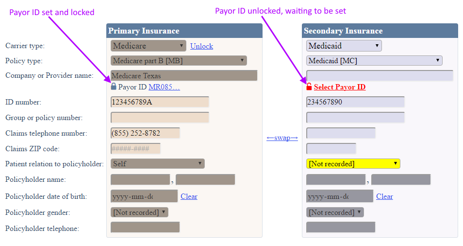 Insurance Payor ID List / Payer ID List