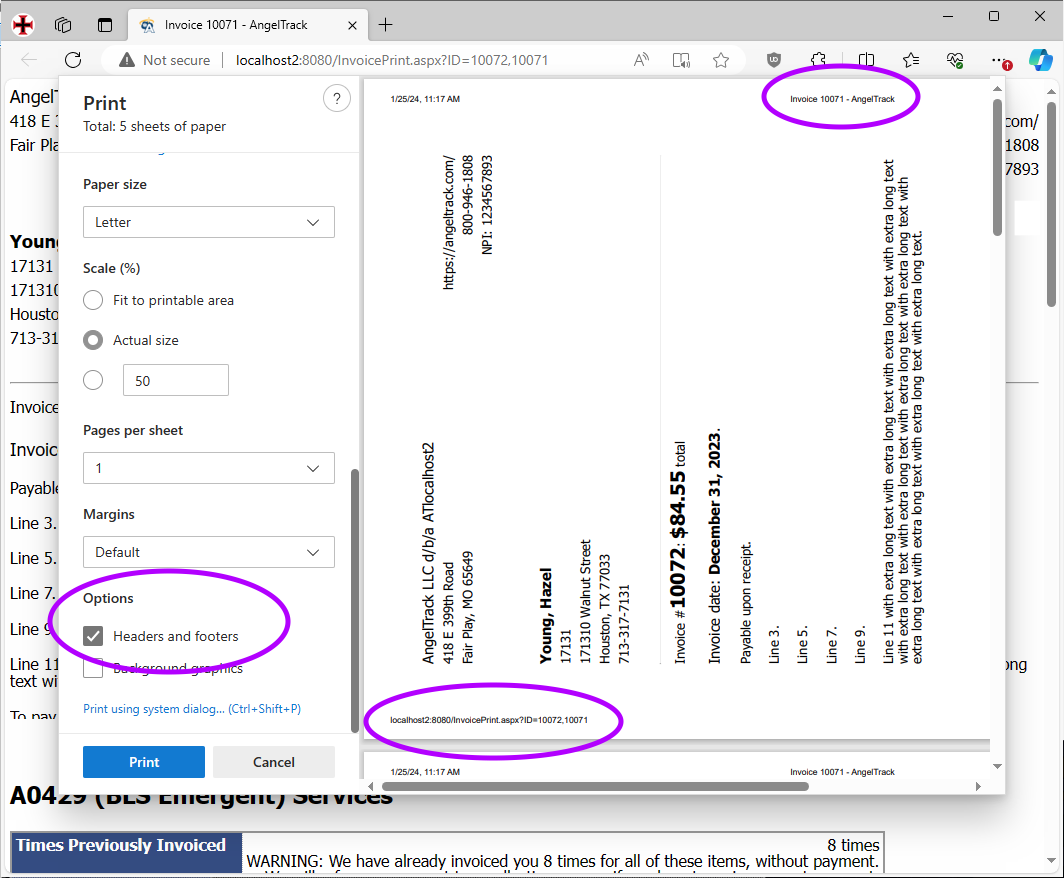 Invoice Printing and Exporting