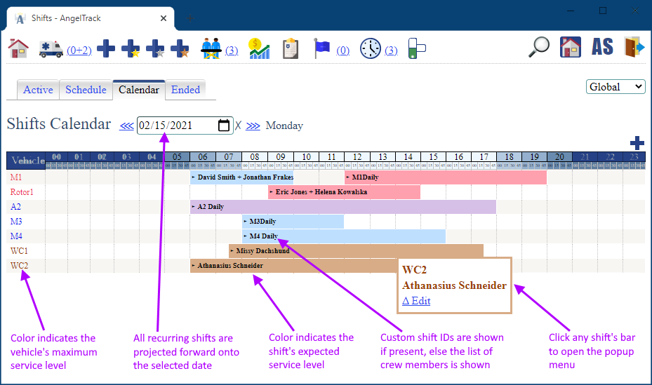 Employee Scheduler / Scheduled Shifts in AngelTrack